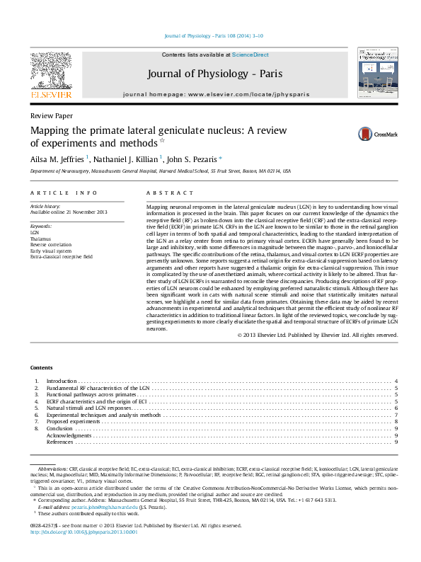 Pdf Mapping The Primate Lateral Geniculate Nucleus A Review Of Experiments And Methods