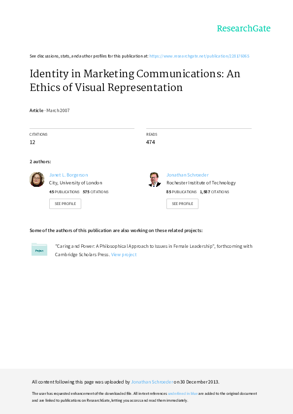 (PDF) Identity in marketing communications: an ethics of visual ...