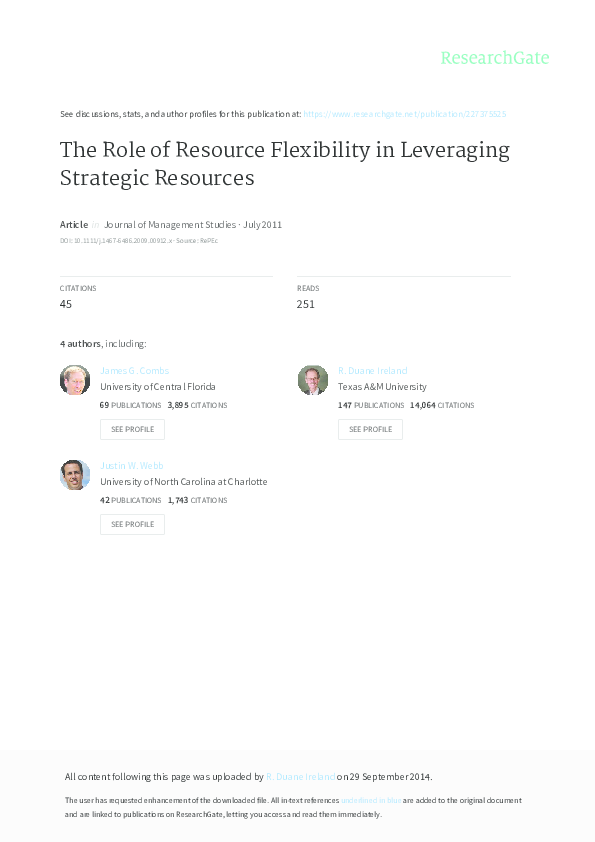 (PDF) The Role of Resource Flexibility in Leveraging Strategic Resources