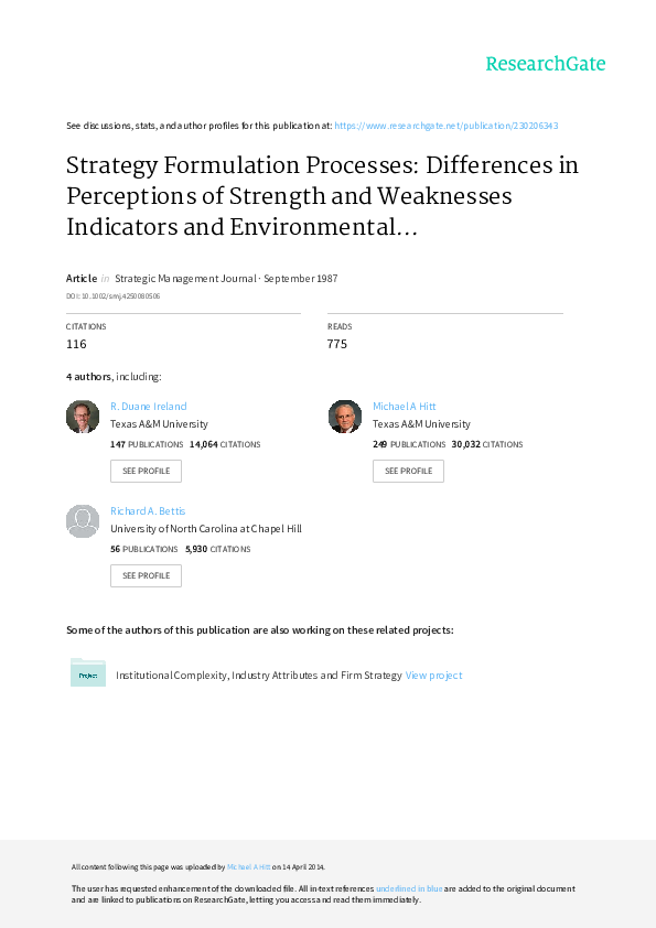 (PDF) Strategy formulation processes: Differences in perceptions of ...