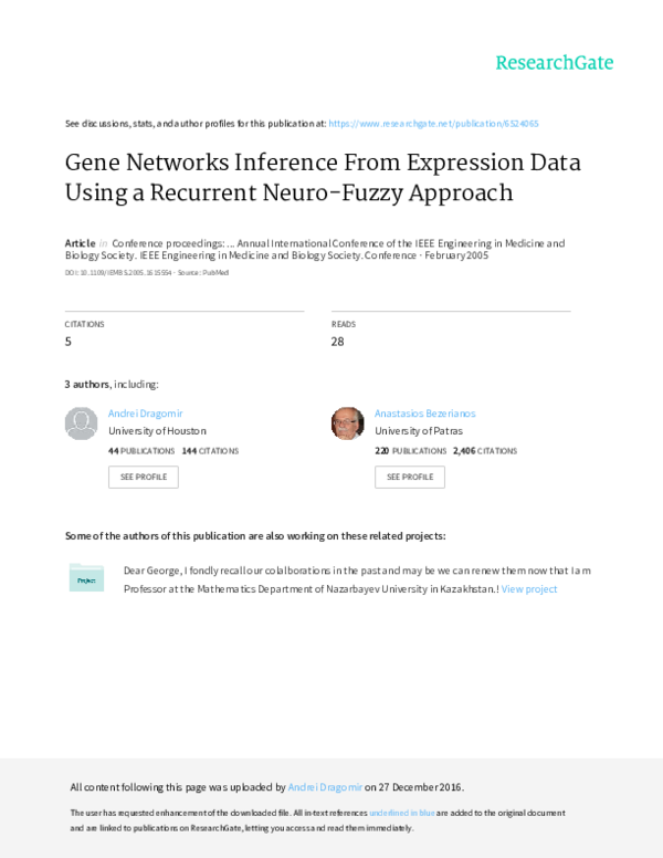 Pdf Gene Networks Inference From Expression Data Using A Recurrent