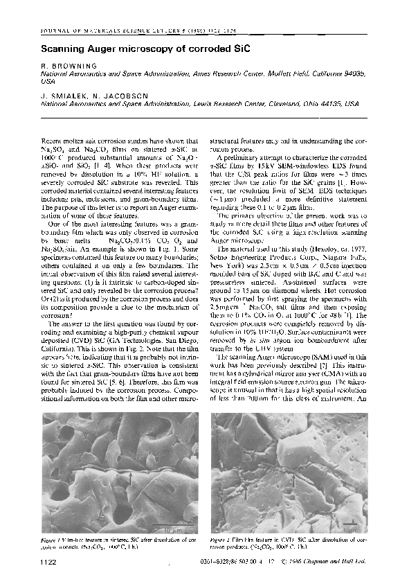 (PDF) Scanning Auger microscopy of corroded SiC