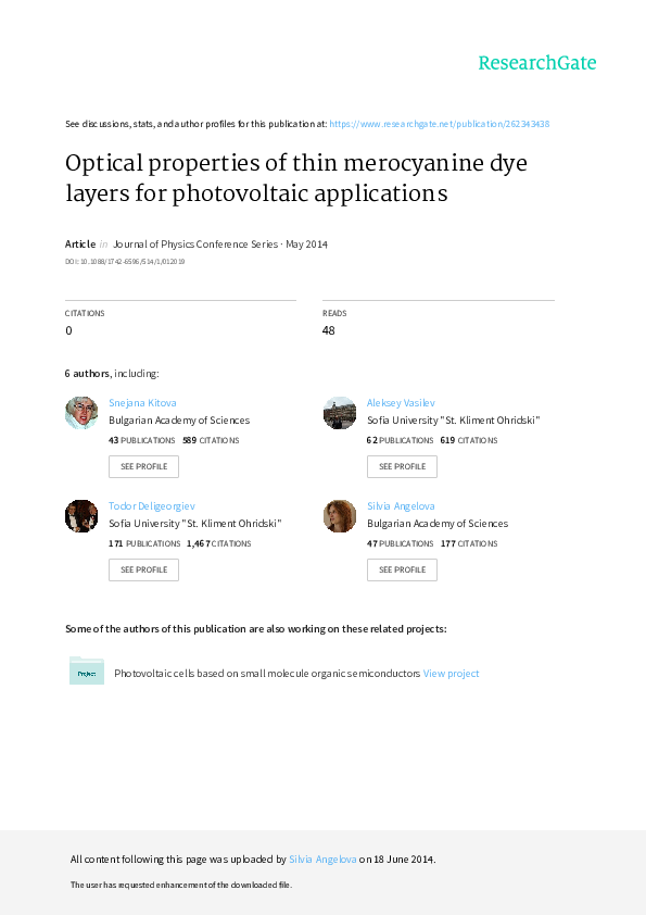 (PDF) Optical properties of thin merocyanine dye layers for ...