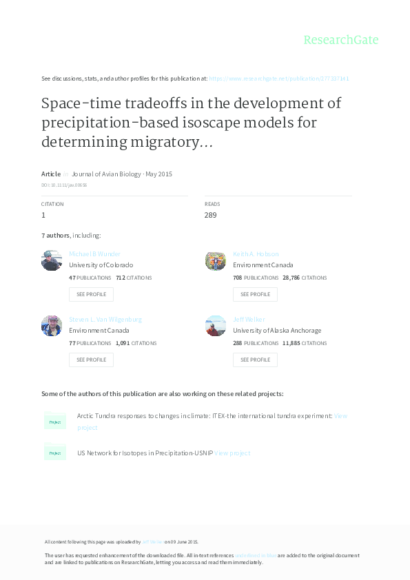 (PDF) Space-time tradeoffs in the development of precipitation-based isoscape models for ...