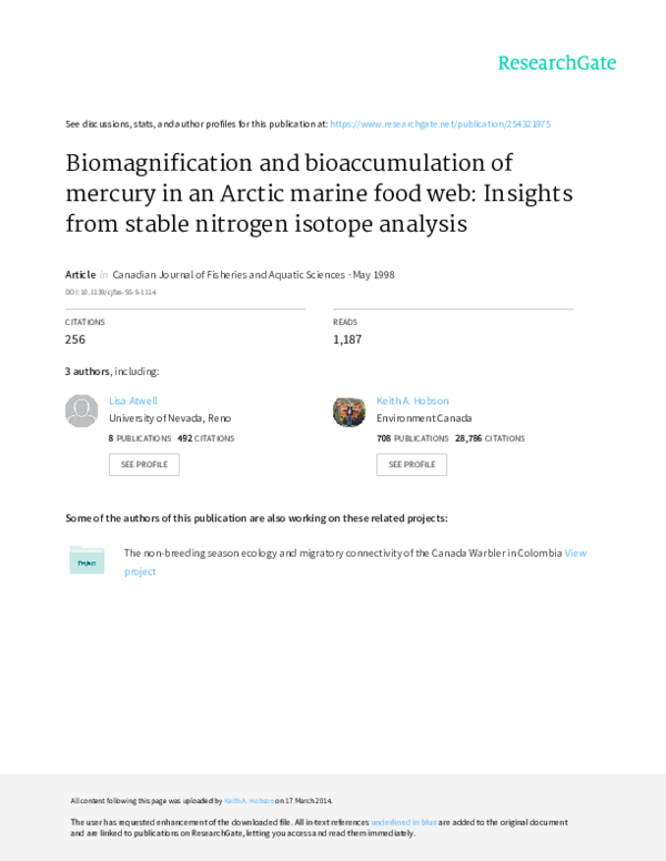 (PDF) Biomagnification and bioaccumulation of mercury in an arctic ...