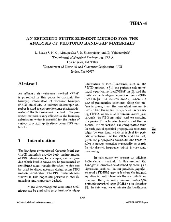 (PDF) An efficient finite-element method for the analysis of photonic band-gap materials