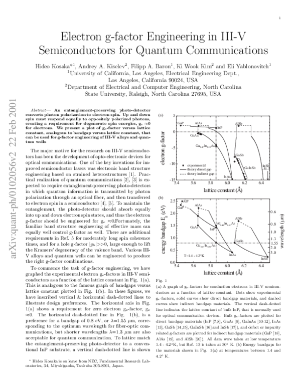 (PDF) Electron g factor engineering in III-V semiconductors for quantum ...