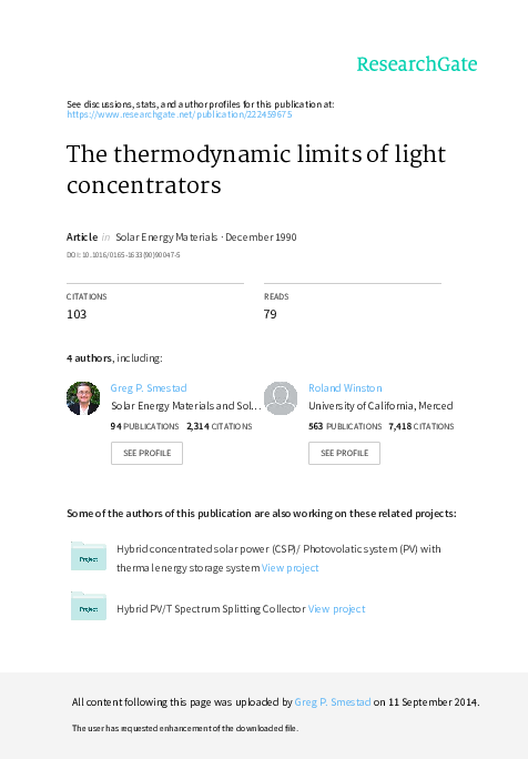 (PDF) The thermodynamic limits of light concentrators
