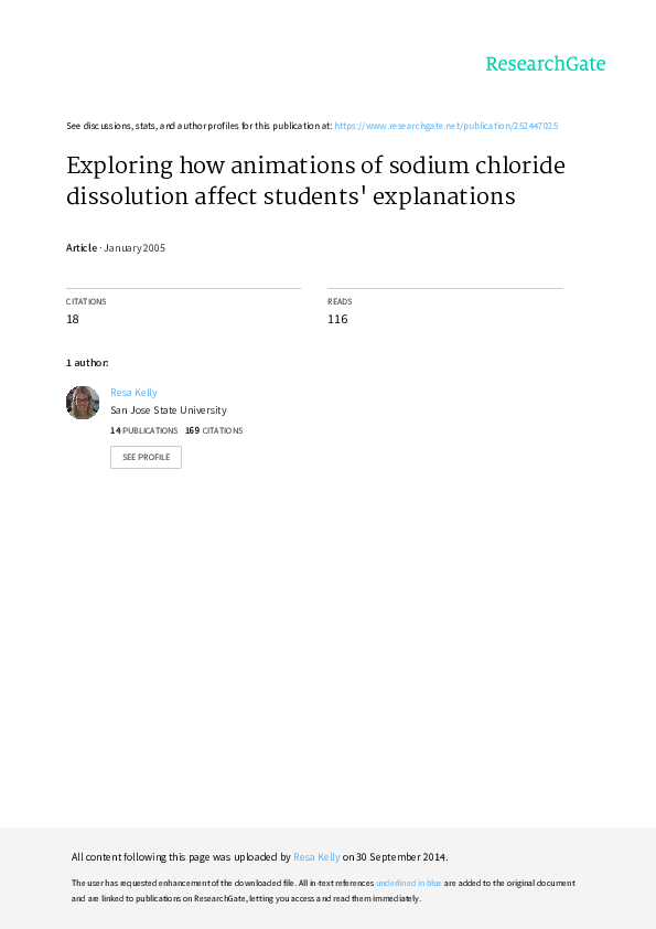 (PDF) Exploring how animations of sodium chloride dissolution affect ...