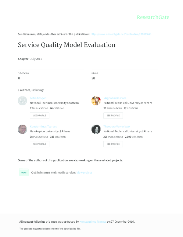 (PDF) Service Quality Model Evaluation