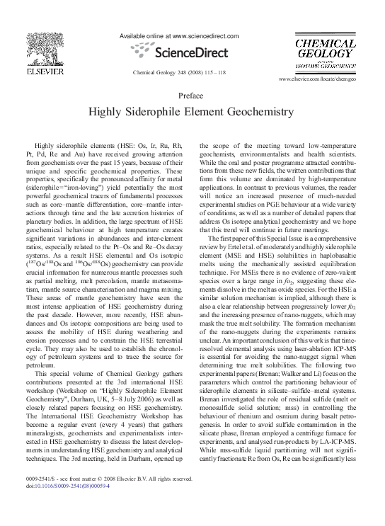 (PDF) Highly siderophile element geochemistry