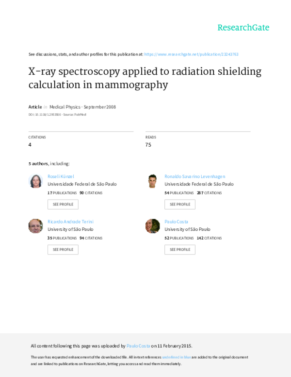 (PDF) X-ray spectroscopy applied to radiation shielding calculation in ...