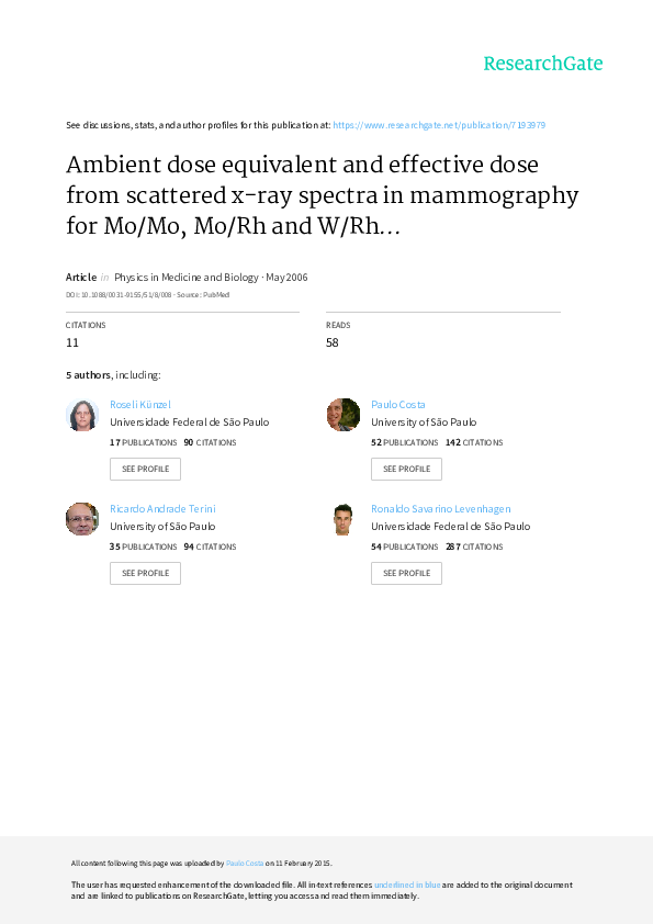 (PDF) Ambient dose equivalent and effective dose from scattered x-ray ...