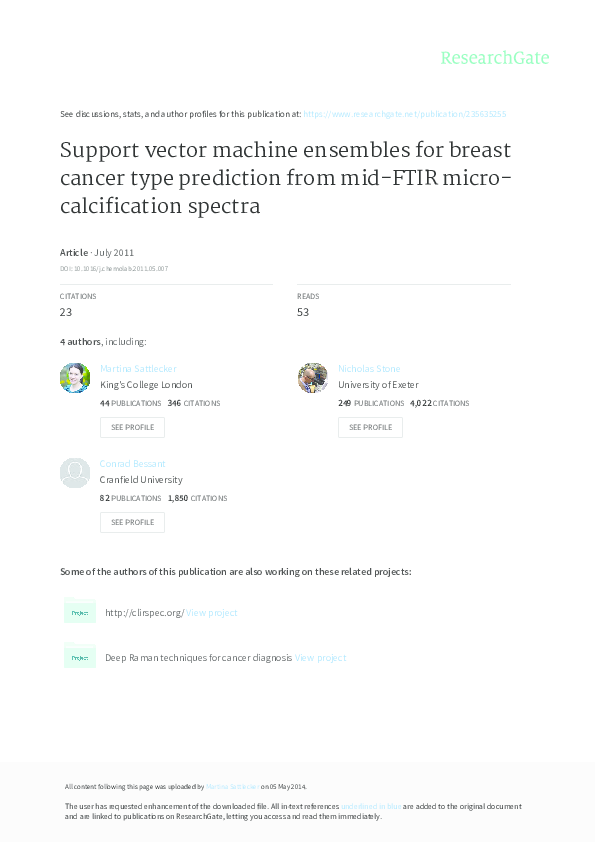 (PDF) Support vector machine ensembles for breast cancer type ...