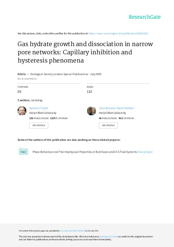 (PDF) Gas hydrate growth and dissociation in narrow pore networks ...
