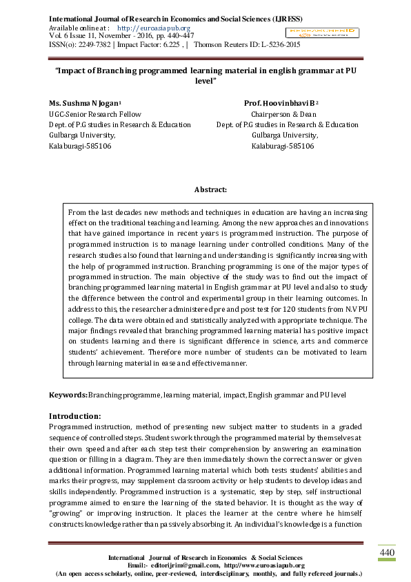 (PDF) " Impact of Branching programmed learning material in english ...