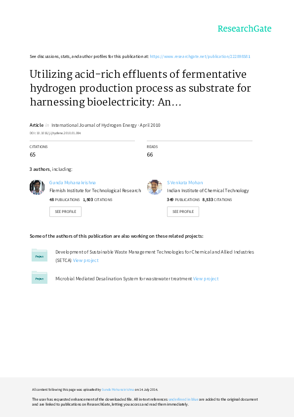 (PDF) Utilizing acid-rich effluents of fermentative hydrogen production ...