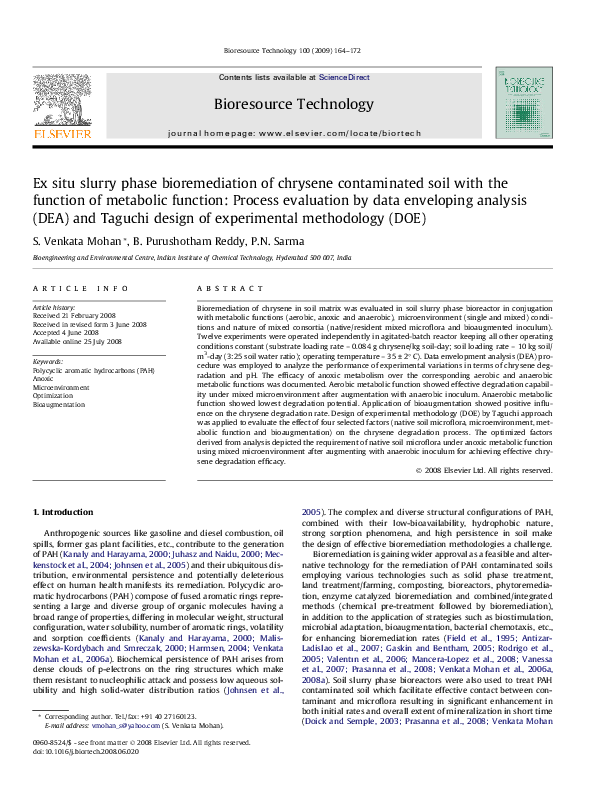 (PDF) Ex situ slurry phase bioremediation of chrysene contaminated soil ...