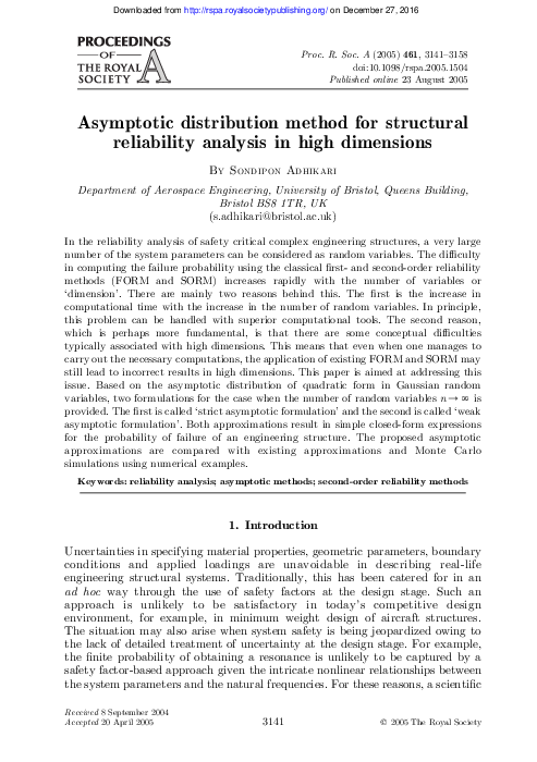 (PDF) Asymptotic distribution method for structural reliability analysis in high dimensions