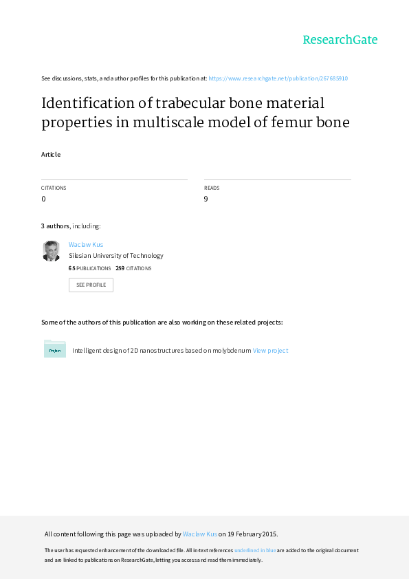 (PDF) Identification of trabecular bone material properties in ...
