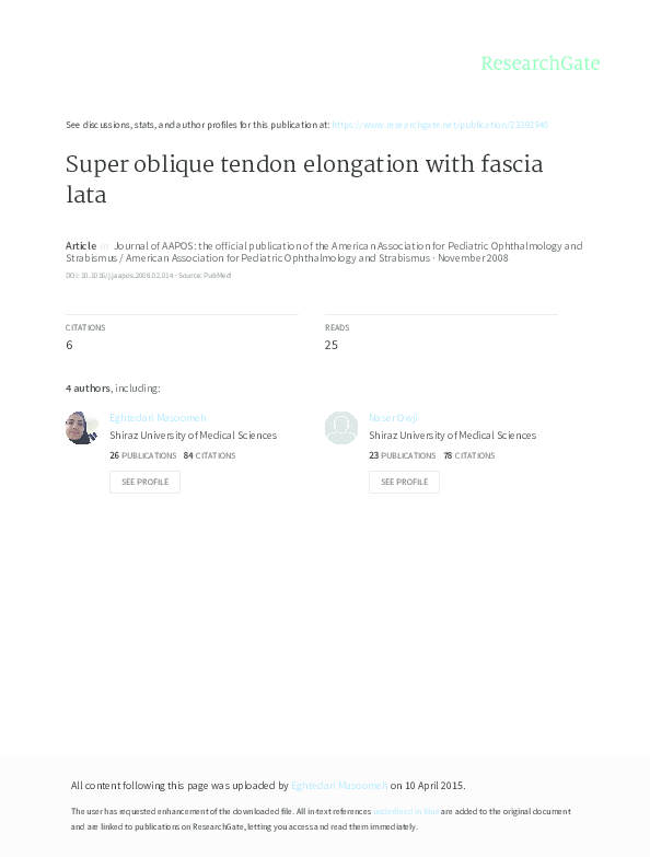 (PDF) Super oblique tendon elongation with fascia lata