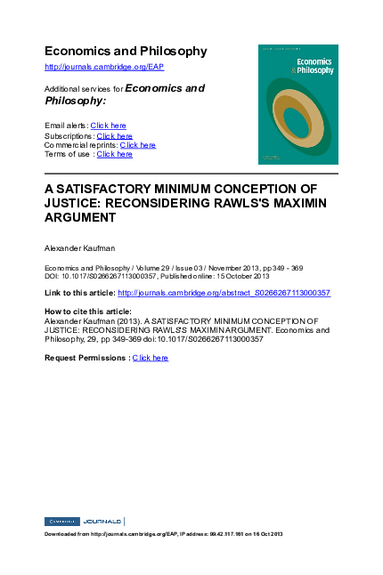 (PDF) Economics and Philosophy A SATISFACTORY MINIMUM CONCEPTION OF ...