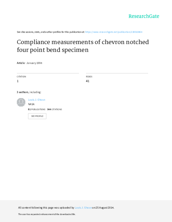 (PDF) Compliance measurements of chevron notched four point bend specimen