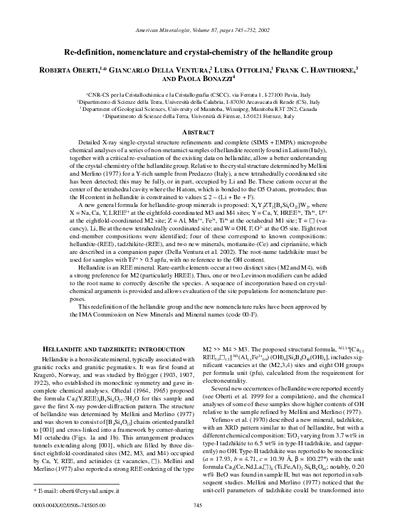 (PDF) Re-definition, nomenclature and crystal-chemistry of the ...
