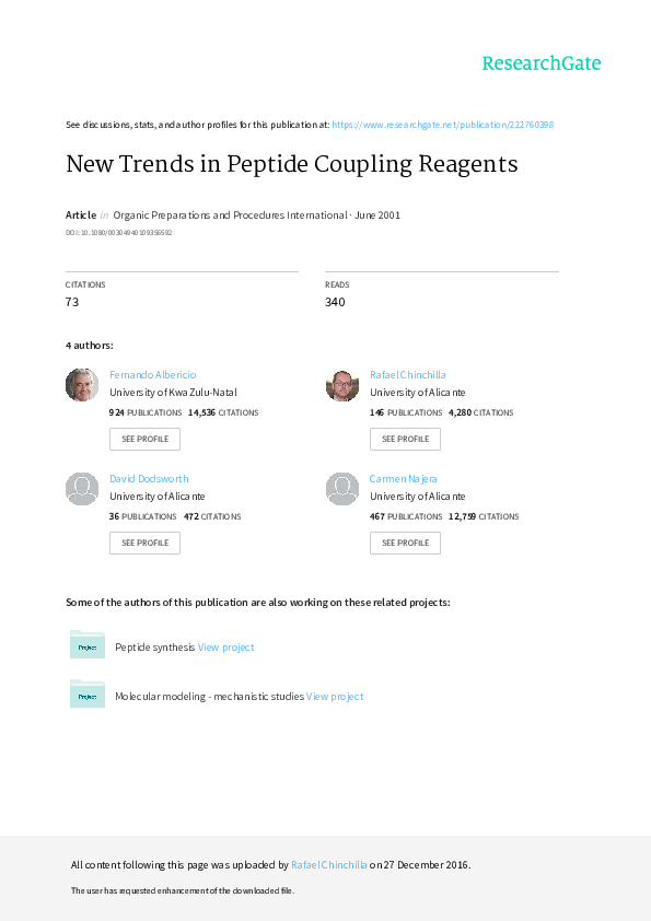 (PDF) New trends in peptide coupling reagents