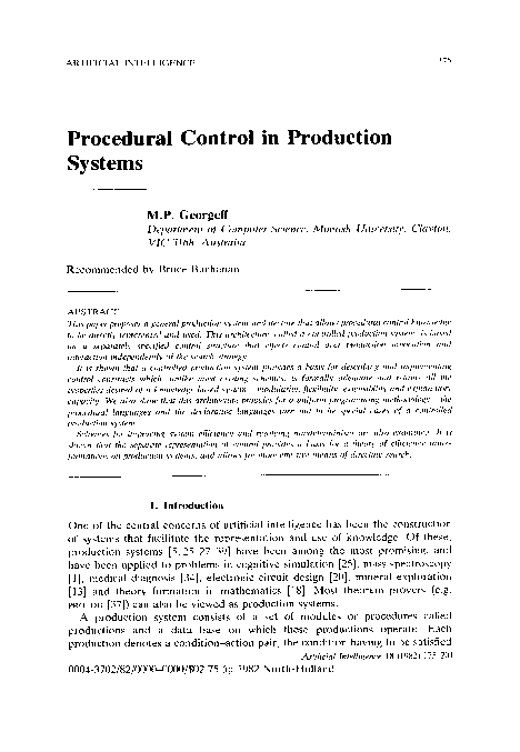 (PDF) Procedural control in production systems