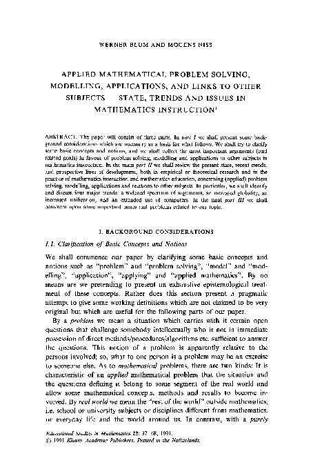 (PDF) Applied mathematical problem solving, modelling, applications ...
