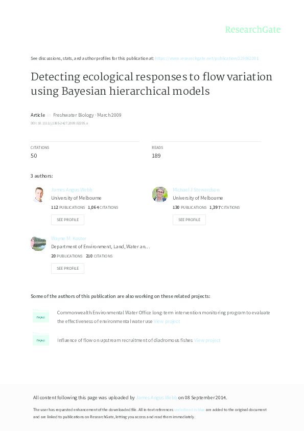 (PDF) Ecological Responses to Flow Variation Analysis