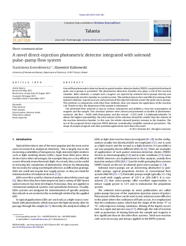 (PDF) A novel direct-injection photometric detector integrated with ...