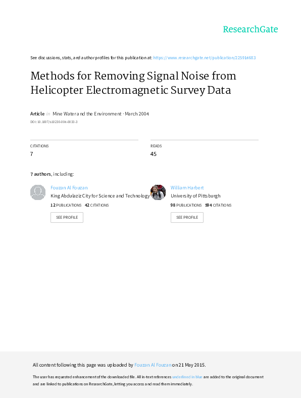 (PDF) Methods for Removing Signal Noise from Helicopter Electromagnetic ...