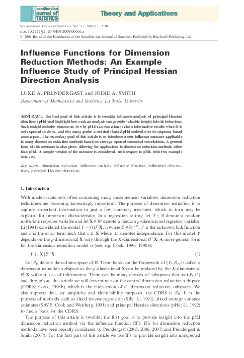 (PDF) Influence functions for dimension reduction methods: an example influence study of ...