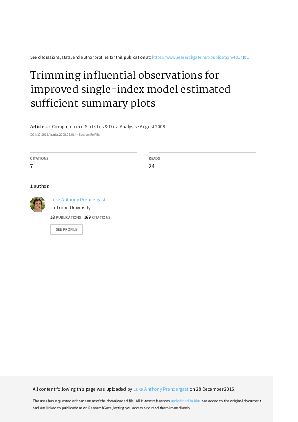 (PDF) Trimming influential observations for improved single-index model ...