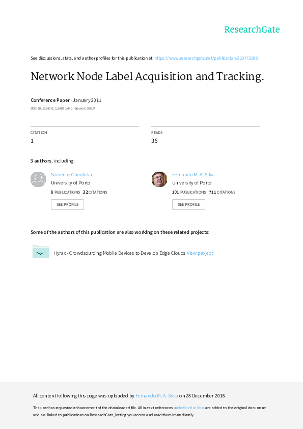 (PDF) Network node label acquisition and tracking