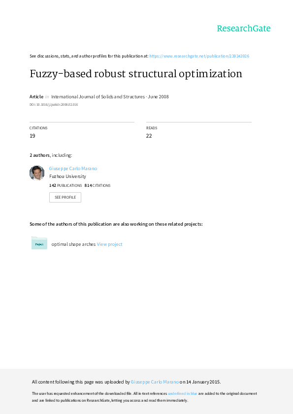 (PDF) Fuzzy-based robust structural optimization