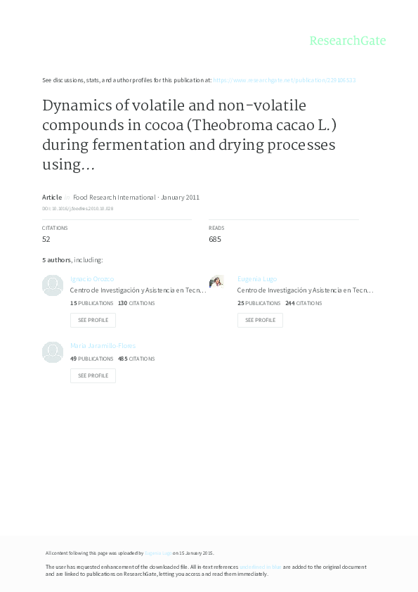 (PDF) Dynamics of volatile and non-volatile compounds in cocoa ...