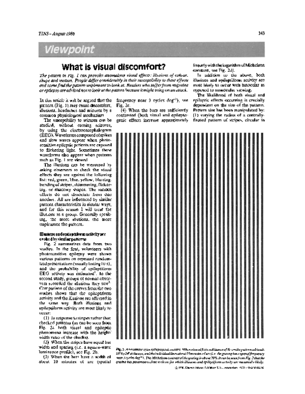 (PDF) What is visual discomfort? | Arnold J Wilkins - Academia.edu