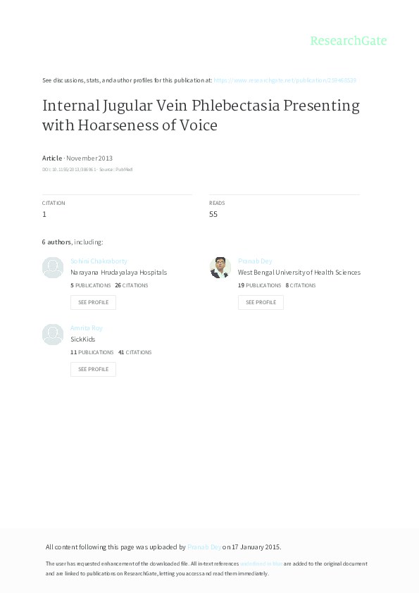 (PDF) Internal Jugular Vein Phlebectasia Presenting with Hoarseness of ...