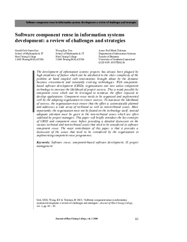 (PDF) Software component reuse in information systems development: a review of challenges and ...