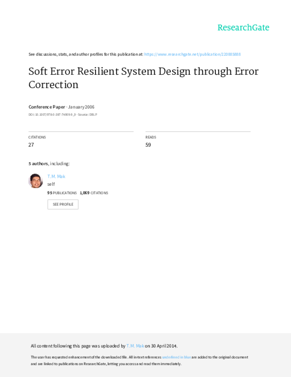 (PDF) Soft Error Resilient System Design through Error Correction