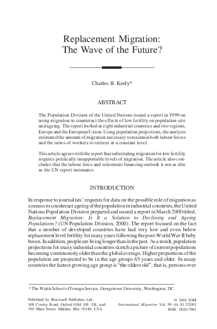 (PDF) Replacement migration: The wave of the future?