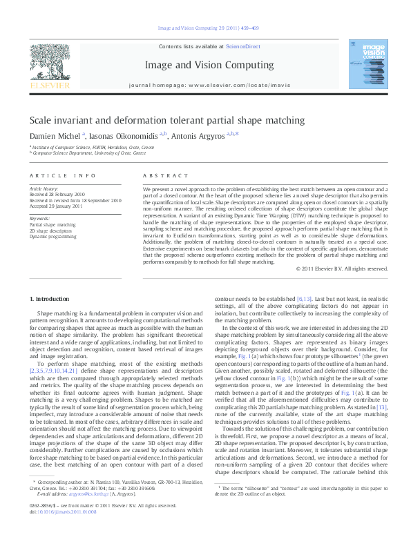 (PDF) Scale invariant and deformation tolerant partial shape matching