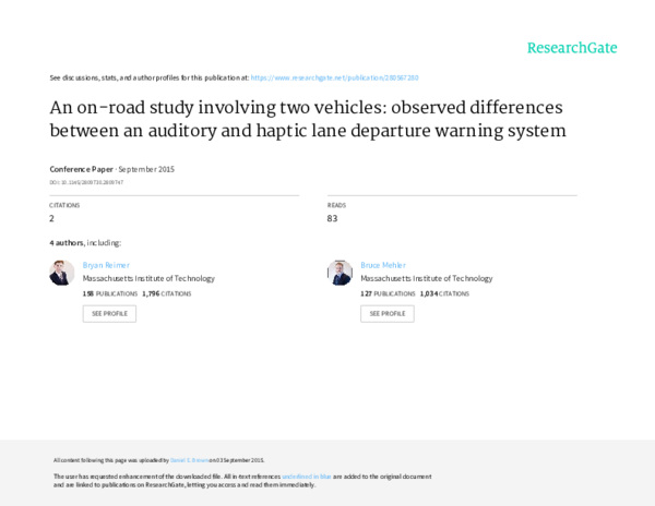 (PDF) An on-road study involving two vehicles: observed differences ...
