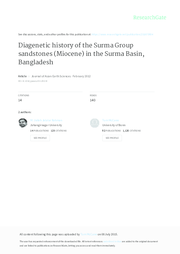 (PDF) Diagenetic history of the Surma Group sandstones (Miocene) in the ...