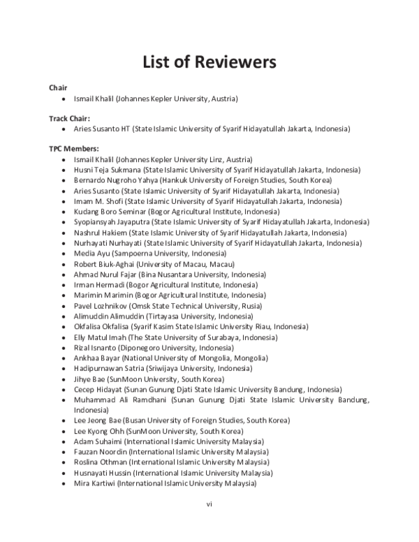 (PDF) List of Reviewers | Sfenrianto Sfenrianto - Academia.edu