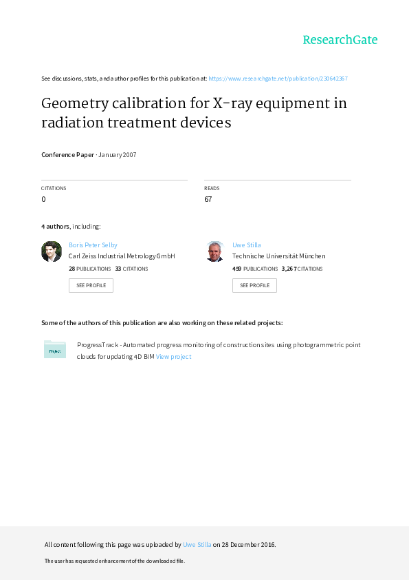 (PDF) Geometry calibration for x-ray equipment in radiation treatment ...