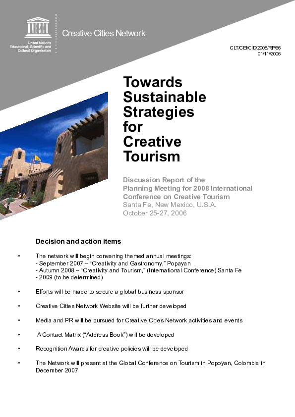 (PDF) Towards Sustainable Strategies for Creative Tourism Discussion ...